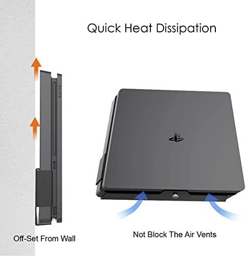 Monzlteck New Wall Mount for PS-4 Slim, Near or Behind TV, Space Saving,Customized to Perfectly Fit PlayStation4 Slim,Easy to Install