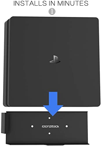 Monzlteck New Wall Mount for PS-4 Slim, Near or Behind TV, Space Saving,Customized to Perfectly Fit PlayStation4 Slim,Easy to Install