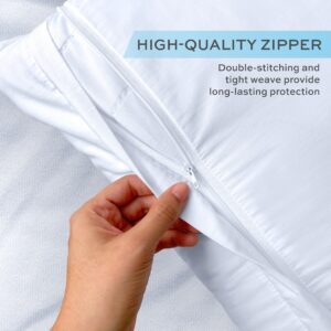 White Classic Zippered Style Pillow case Cover - Luxury Hotel Collection 200 Thread Count, Soft Quiet Zippered Pillow Protectors, King Size, Set of 2