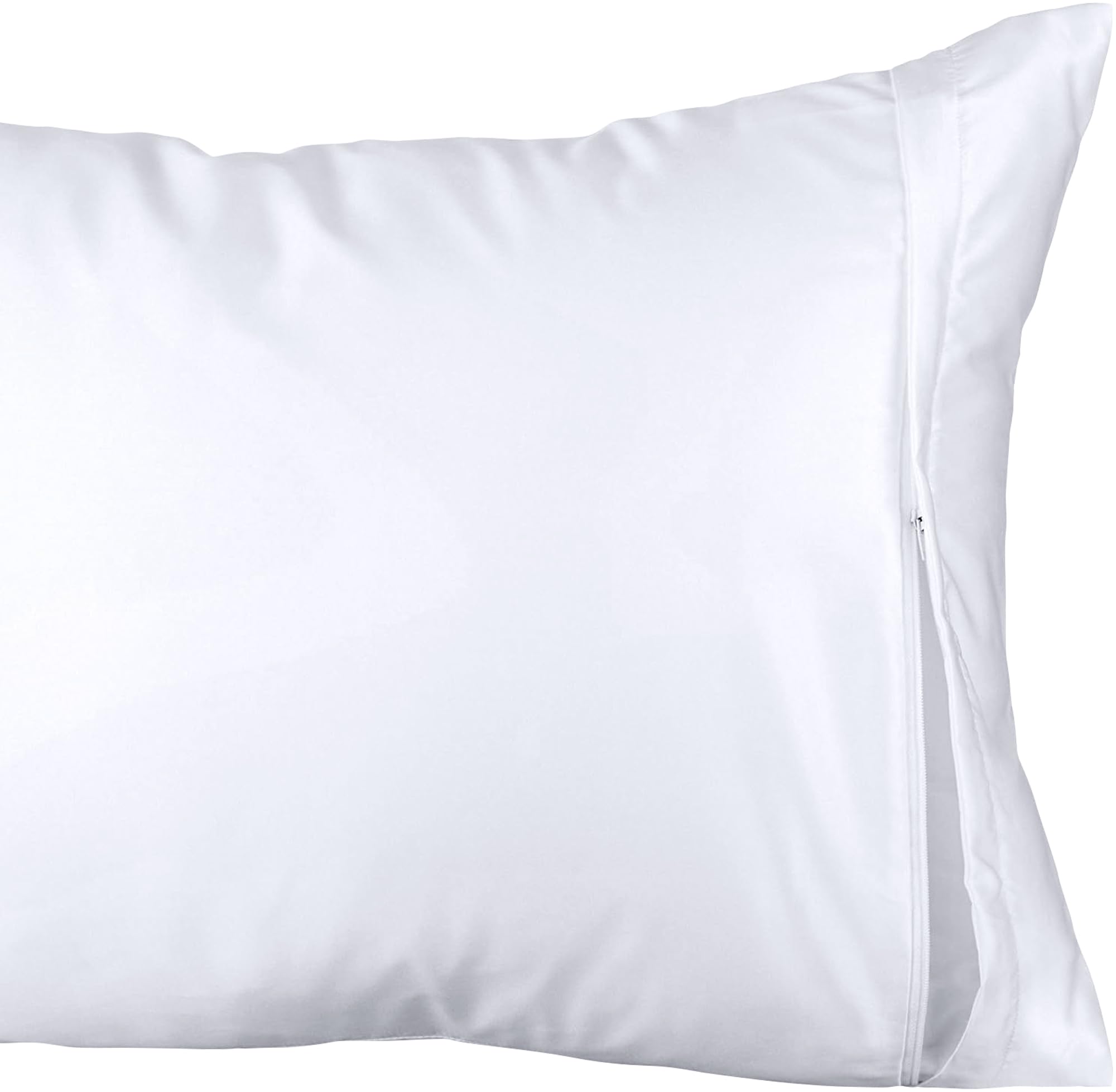 White Classic Zippered Style Pillow case Cover - Luxury Hotel Collection 200 Thread Count, Soft Quiet Zippered Pillow Protectors, King Size, Set of 2