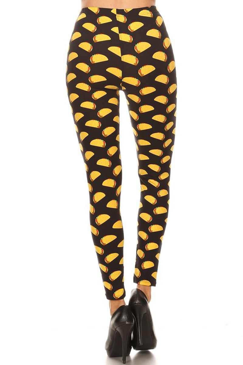 Leggings Depot High Waisted Camouflage & Multiple Print Leggings for Women-Full Length-S502, Taco Mia, One Size