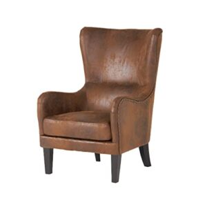 christopher knight home lorenzo fabric studded club chair, brown 36d x 26.75w x 41.5h in