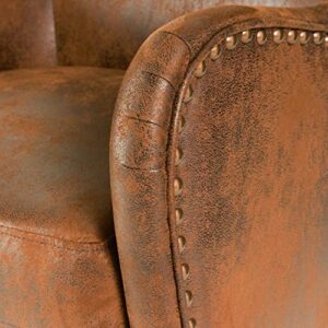 Christopher Knight Home Lorenzo Fabric Studded Club Chair, Brown 36D x 26.75W x 41.5H in