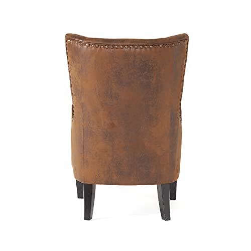 Christopher Knight Home Lorenzo Fabric Studded Club Chair, Brown 36D x 26.75W x 41.5H in