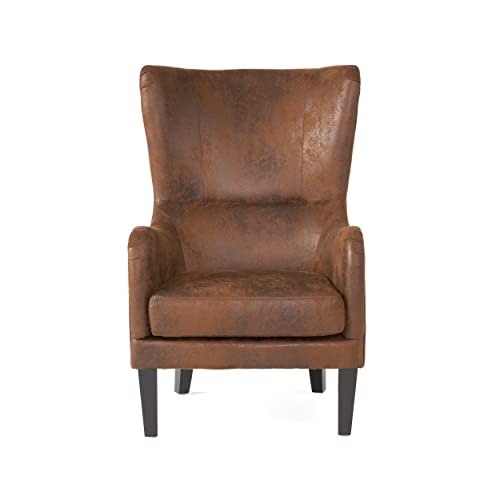 Christopher Knight Home Lorenzo Fabric Studded Club Chair, Brown 36D x 26.75W x 41.5H in