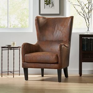 Christopher Knight Home Lorenzo Fabric Studded Club Chair, Brown 36D x 26.75W x 41.5H in