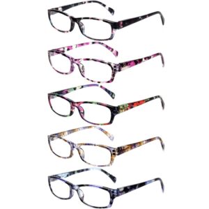 norperwis reading glasses 5 pairs stylish color readers fashion glasses for reading men & women (5 pack mix color, 2.50)