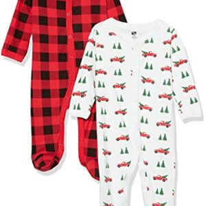 Hudson Baby Unisex Baby Cotton Sleep and Play Coverall, Christmas Tree, 0-3 Months 3M US