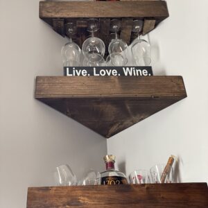 1 Wine Rack, 2 Corner Floating Shelves Set