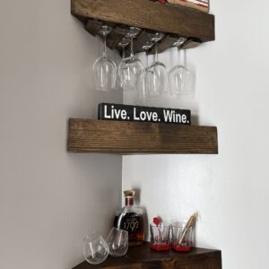 1 Wine Rack, 2 Corner Floating Shelves Set