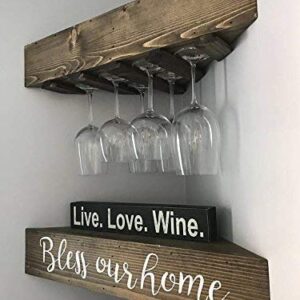 1 Wine Rack, 2 Corner Floating Shelves Set