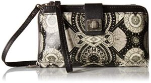 sakroots large coated canvas smartphone crossbody bag, black/white wanderlust