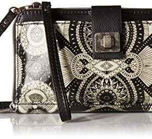 Sakroots Large Coated Canvas Smartphone Crossbody Bag, Black/White Wanderlust