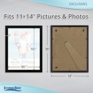 Icona Bay 11x14 Black Picture Frame, Sturdy Wood Composite Photo Frame 11 x 14, Sleek Design, Table Top or Wall Mount, Exclusives Collection