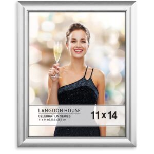 langdon house 11x14 silver picture frame, contemporary glam photo frame 11 x 14, wall mount or table top, celebration collection