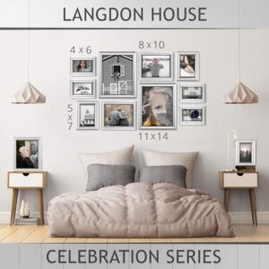 Langdon House 11x14 Silver Picture Frame, Contemporary Glam Photo Frame 11 x 14, Wall Mount or Table Top, Celebration Collection