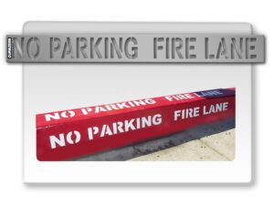 curb n sign fire lane stencil - 4 inch premium no parking stencil for customizing curbs or parking lots - reuseable made in usa with thick premium plastic for multisurfaces