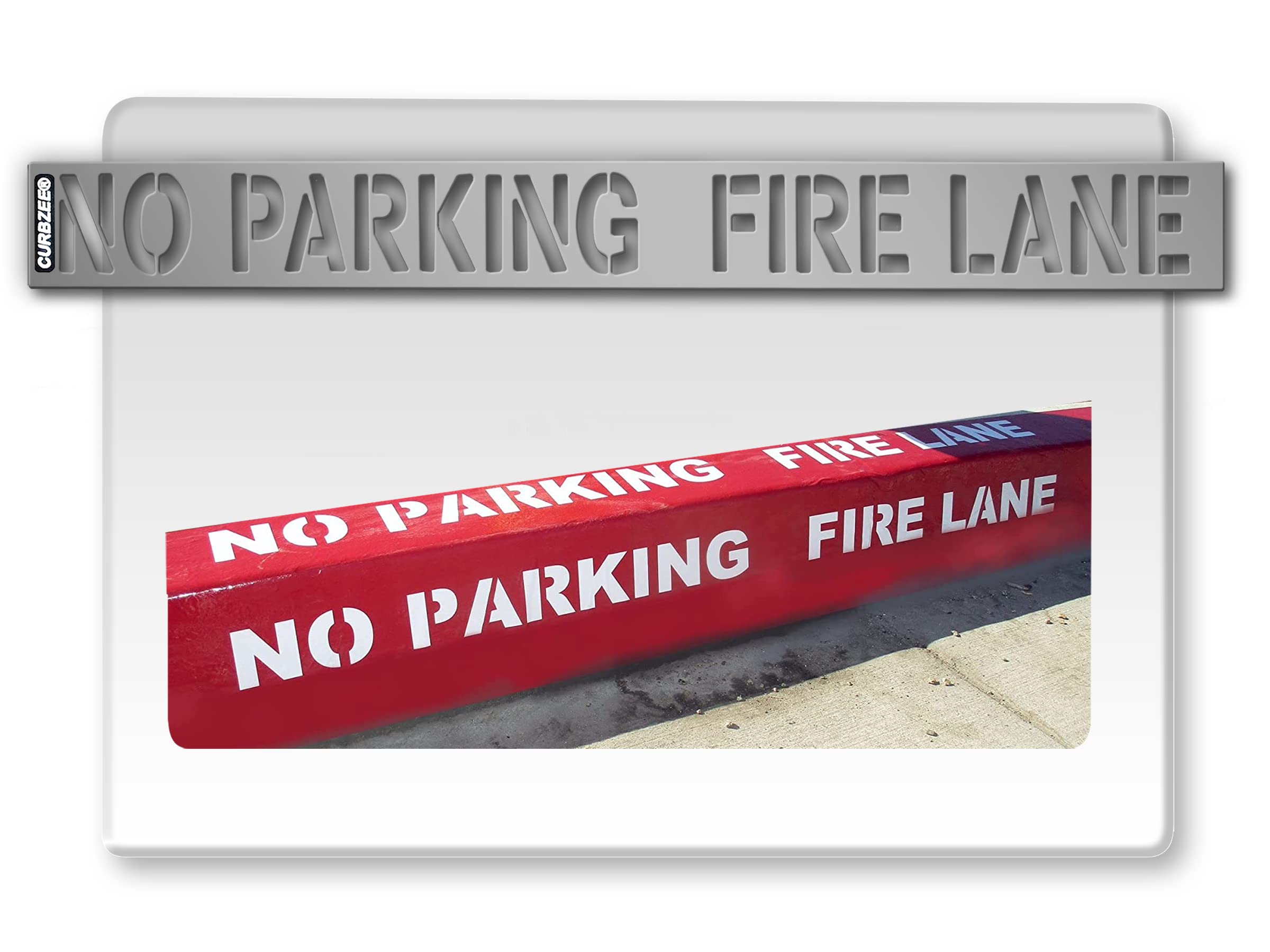 Curb N Sign Fire Lane Stencil - 4 Inch Premium No Parking Stencil for Customizing Curbs or Parking Lots - Reuseable Made in USA with Thick Premium Plastic for multisurfaces