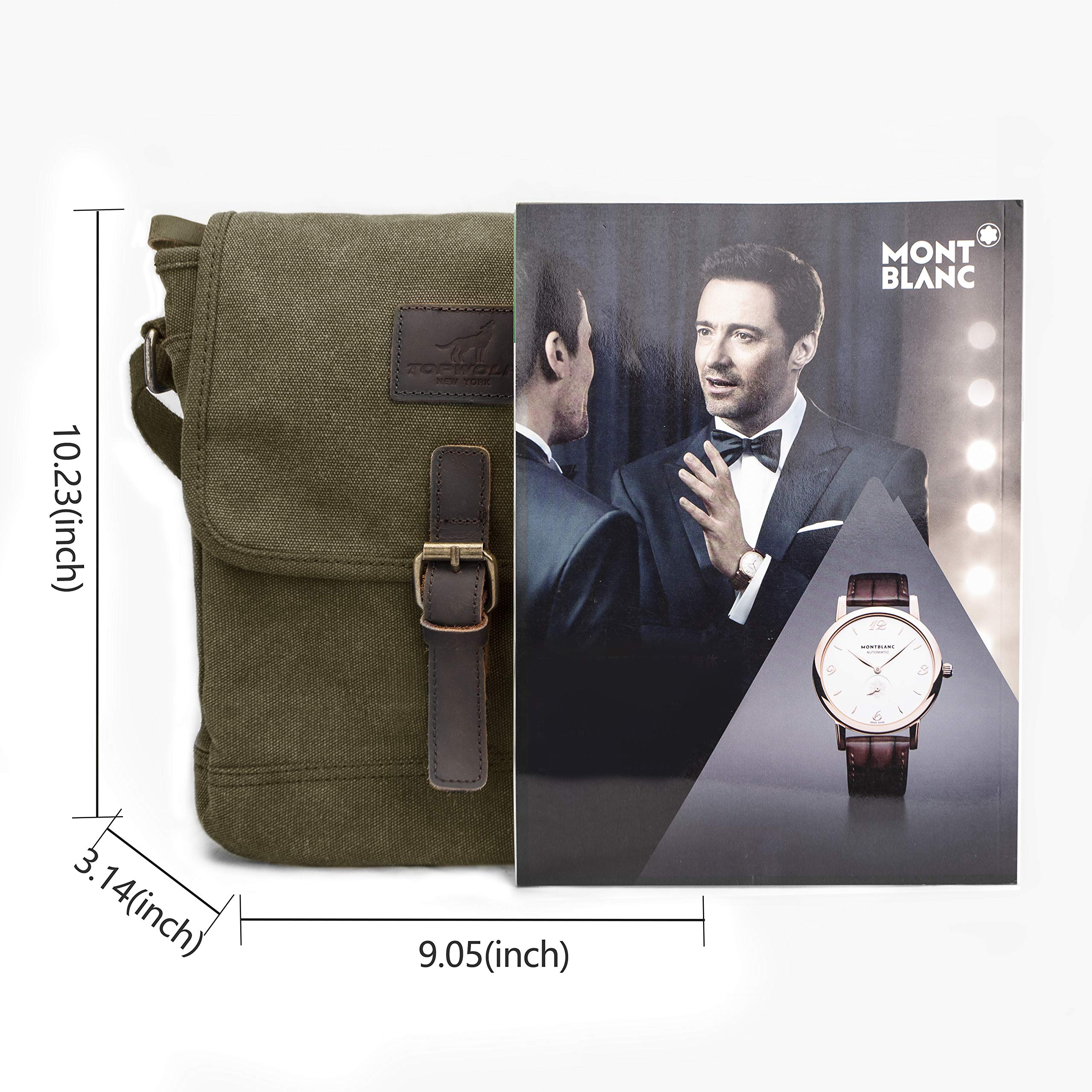 TOPWOLFS Canvas Messenger Bag Small Crossbody Bag Casual Travel Working Tools Bag Shoulder Bag Hold Phone Handset Anti Theft