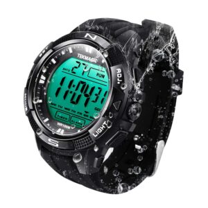 tekmagic 10 atm digital submersible unisex adult diving watch 100m water resistant swimming sport wristwatch luminous lcd screen with stopwatch alarm function