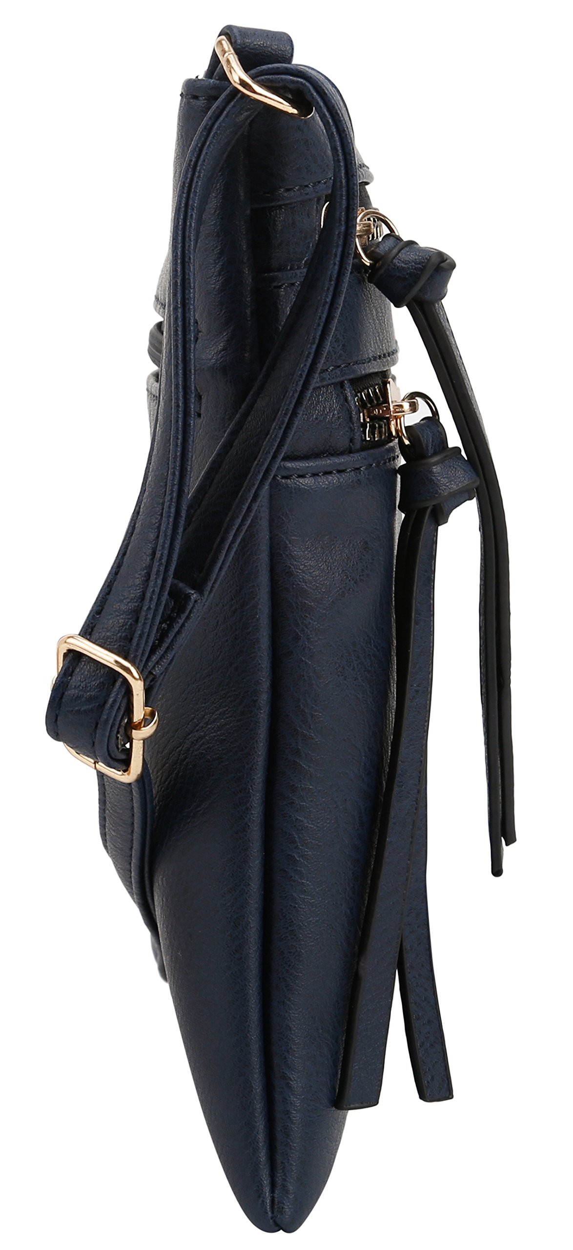 DELUXITY | Crossbody Purse Bag | Functional Multi Pocket Double Zipper Purse | Adjustable Strap | Medium Size Purse | Navy