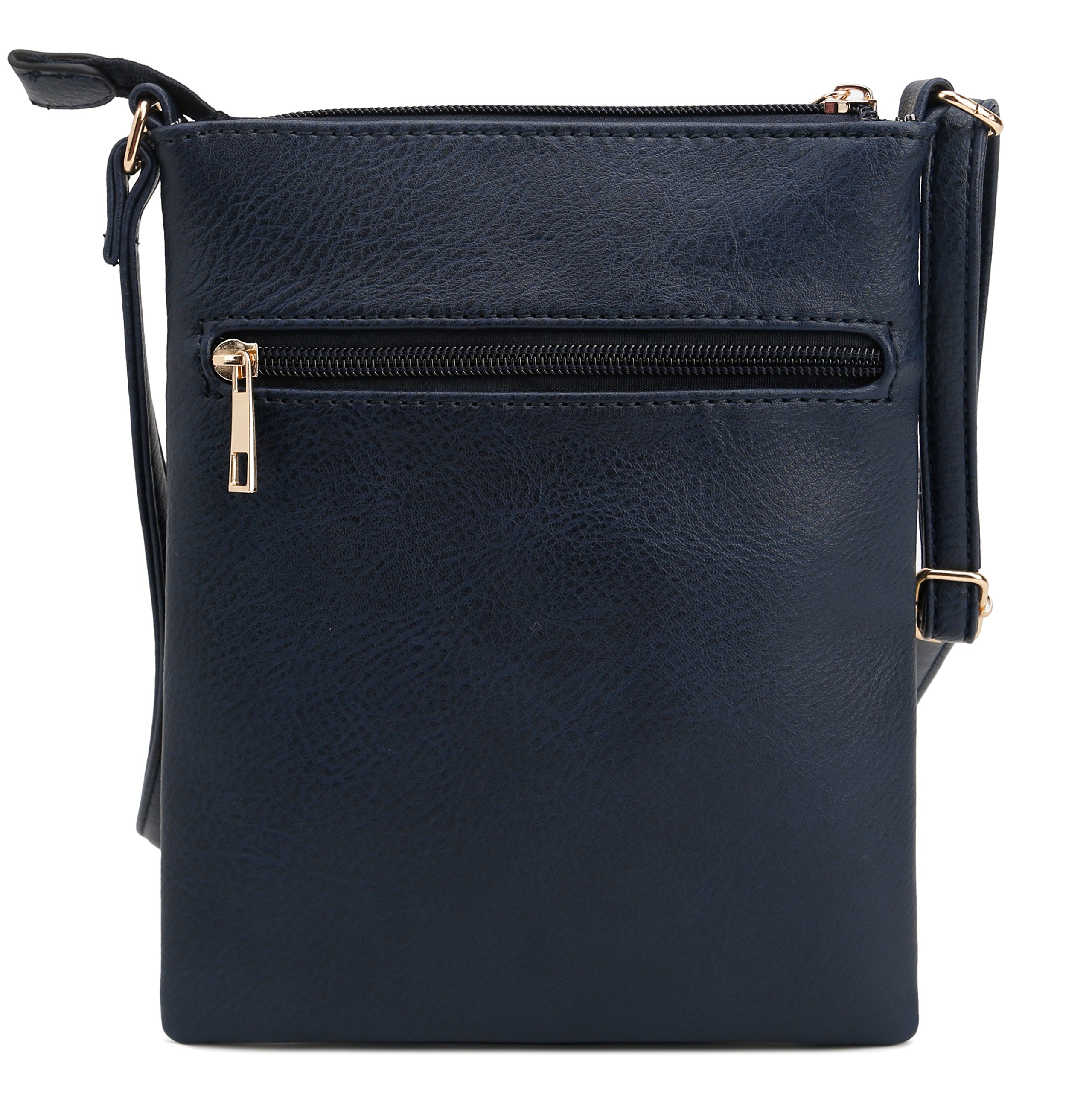 DELUXITY | Crossbody Purse Bag | Functional Multi Pocket Double Zipper Purse | Adjustable Strap | Medium Size Purse | Navy