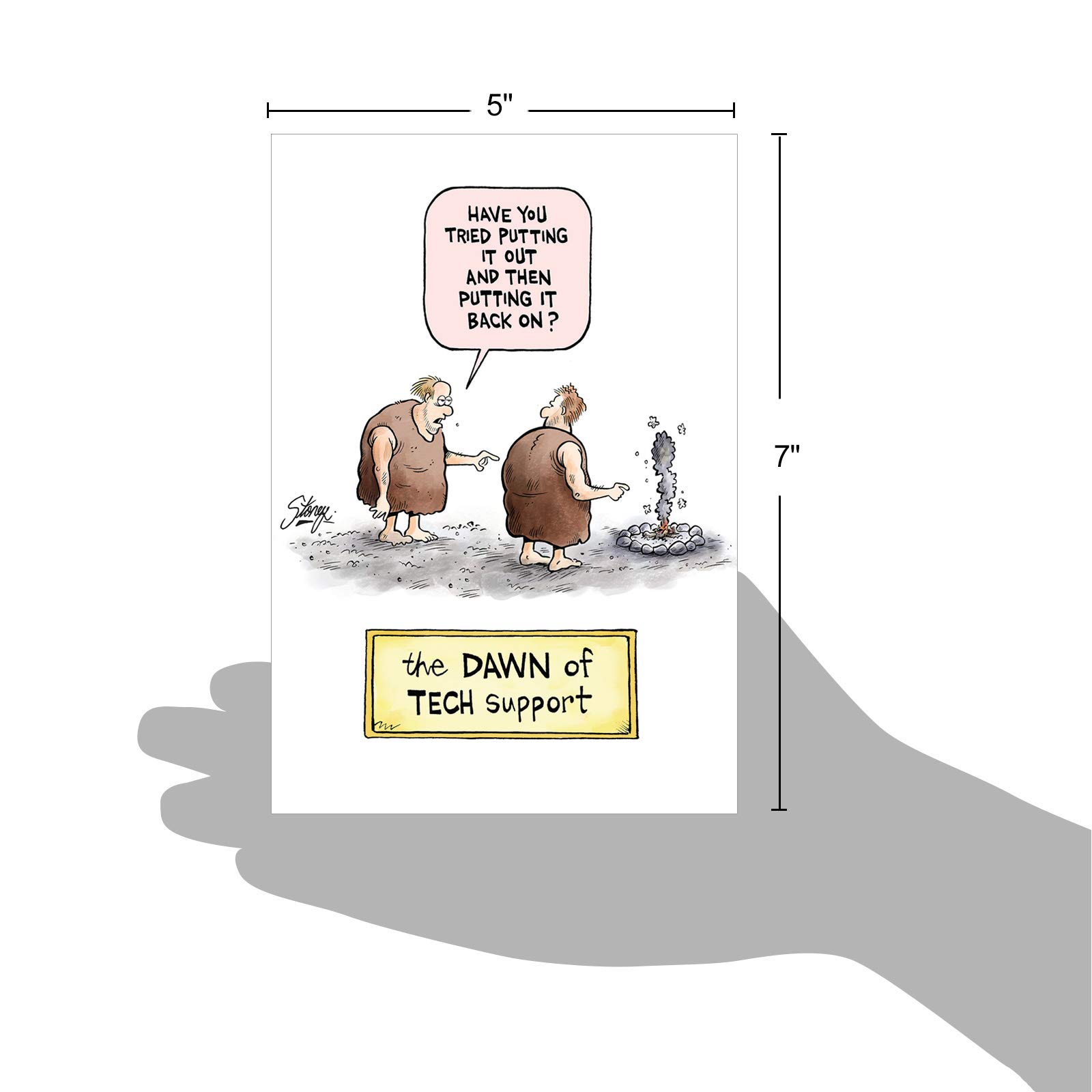 NobleWorks - 1 Funny Birthday Card Cartoons - Hilarious Comic Humor, Notecard with Envelope - Dawn of Tech Support C4038BDG