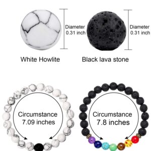 Bememo 4 Pieces Chakra Bracelets for Men Women Aromatherapy Essential Oil Diffuser Lava Stone Bracelets for Yoga Bracelets 7 Colors Chakra Beads