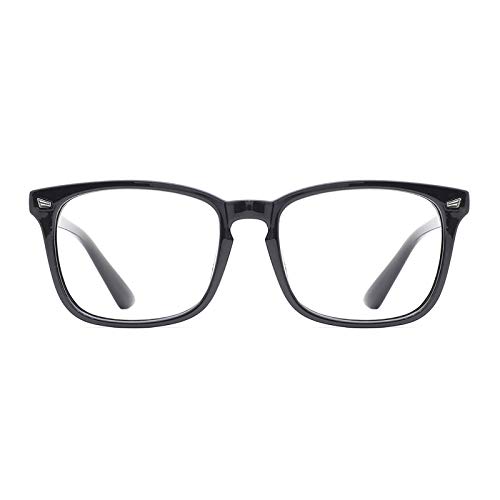 TIJN Blue Light Blocking Glasses for Women Men Clear Frame Square Nerd Eyeglasses Anti Blue Ray Computer Screen Glasses