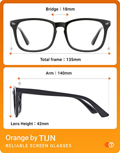 TIJN Blue Light Blocking Glasses for Women Men Clear Frame Square Nerd Eyeglasses Anti Blue Ray Computer Screen Glasses