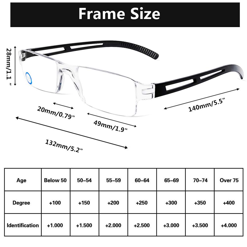 AQWANO Rimless Reading Glasses for Women Men, Clear Frame Readers Computer Blue Light Blocking Anti Glare Filter Lightweight,2.0