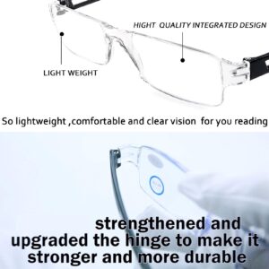 AQWANO Rimless Reading Glasses for Women Men, Clear Frame Readers Computer Blue Light Blocking Anti Glare Filter Lightweight,2.0