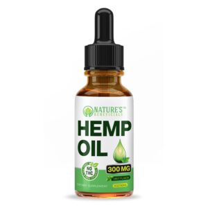 nature's beneficials organic hemp oil extract drops, 300mg - omega fatty acids 3 6 9, non-gmo ultra-pure co2 extracted