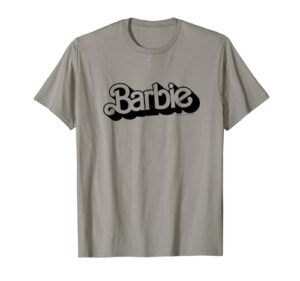 barbie retro logo short sleeve t-shirt, small, grey