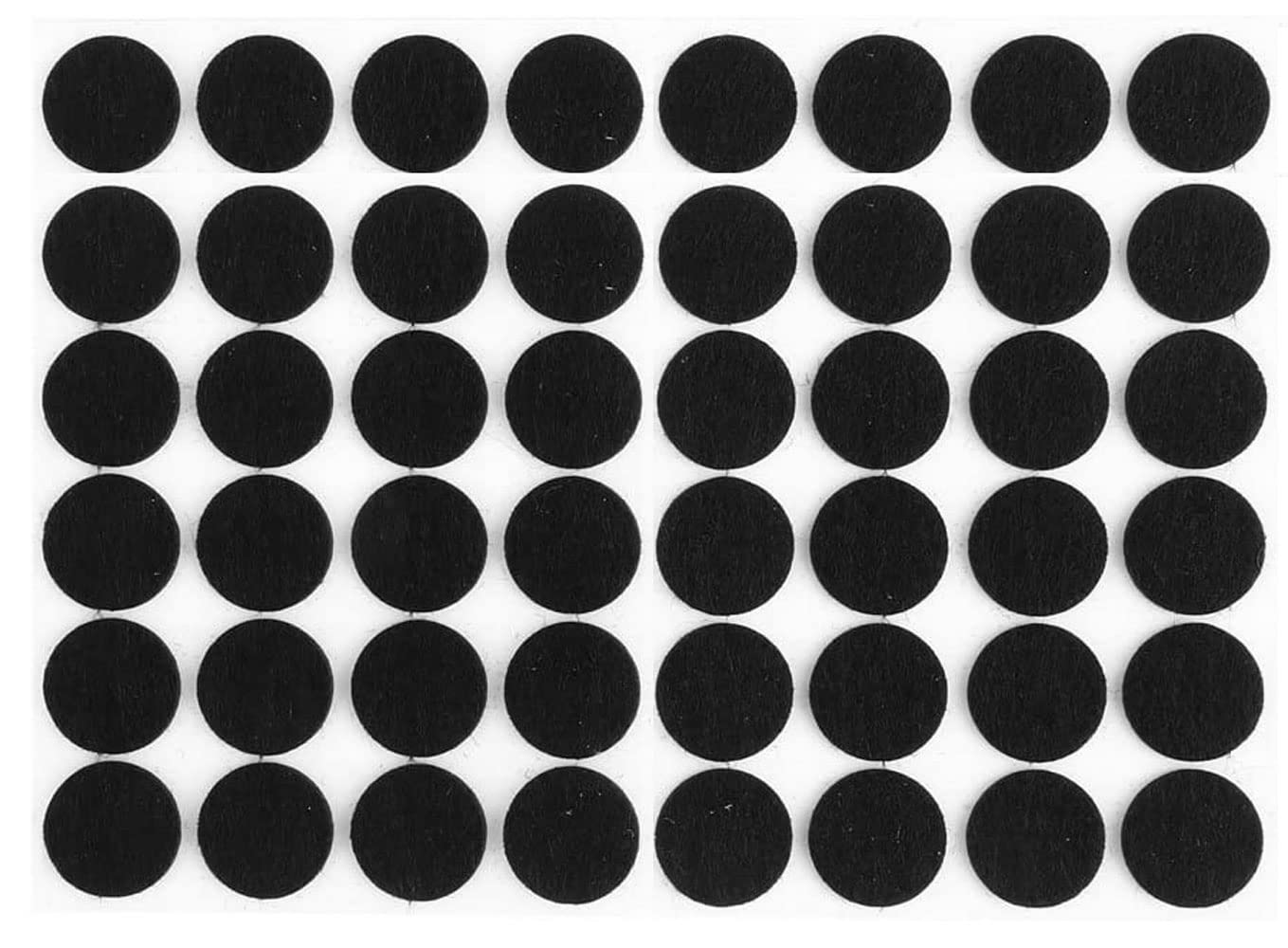 888 Corp Black Self Adhesive Felt Bumpers 1/2" Diameter and 1/8" Thick (48 Pack), Round