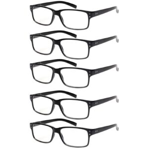 norperwis reading glasses 5 pairs quality readers spring hinge glasses for reading for men and women (5 pack black, 2.00)