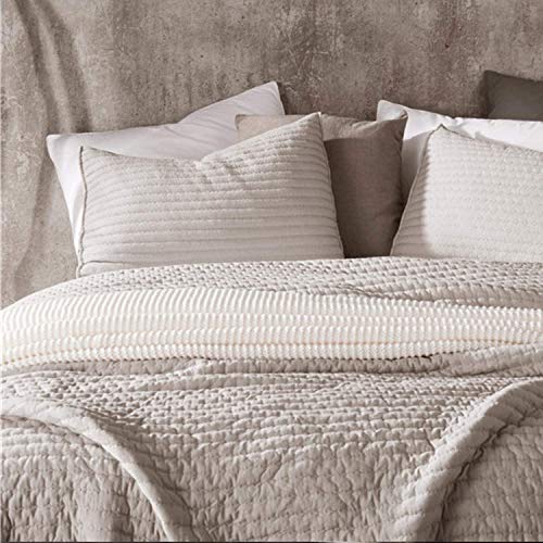 KASENTEX Quilt Mini Set-Stone Washed-Super Soft Bedspread-Light Weight-White Down Alternative Microfiber Fill-Machine Washable-Solid Colors, Full/Queen +2 Shams, Camel