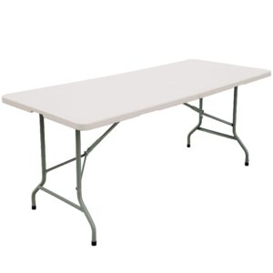 forup 6ft table, folding utility table, fold-in-half portable plastic picnic party dining camp table (white)