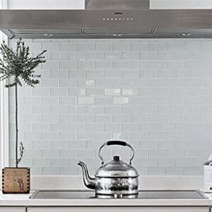 Art3d 40-Piece Peel and Stick Glass Tiles for Kitchen Backsplash, 3" x 6" White Subway Backsplash Tiles