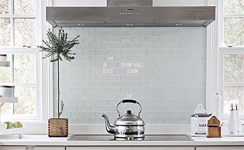 Art3d 40-Piece Peel and Stick Glass Tiles for Kitchen Backsplash, 3" x 6" White Subway Backsplash Tiles