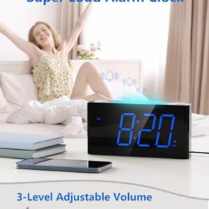 Digital Alarm Clock for Bedroom - 7 Color Night Light,2 USB Chargers,7.5" Large Number Screen & Slider Dimmer,12/24 H,Battery Backup,Easy Loud Electric Alarm Clock for Heavy Sleeper,Boy&Girl Kid Teen