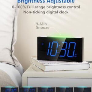 Digital Alarm Clock for Bedroom - 7 Color Night Light,2 USB Chargers,7.5" Large Number Screen & Slider Dimmer,12/24 H,Battery Backup,Easy Loud Electric Alarm Clock for Heavy Sleeper,Boy&Girl Kid Teen