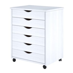 adeptus original roll cart, solid wood, 6 drawer extra wide drawers roll carts, white