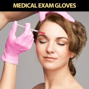 100 Pack Pink Vinyl Disposable Gloves - Latex Free and Power Free Food Grade Exam Gloves for Cleaning Food Prep Kitchen Use, Small