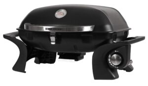 george foreman portable gas bbq with integrated thermostat, black, lightweight & compact, steel body & automatic ignition, gas barbecue, gfsbbq1