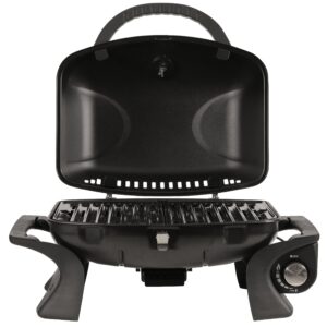 George Foreman Portable Gas BBQ with Integrated Thermostat, Black, Lightweight & Compact, Steel Body & Automatic Ignition, Gas Barbecue, GFSBBQ1