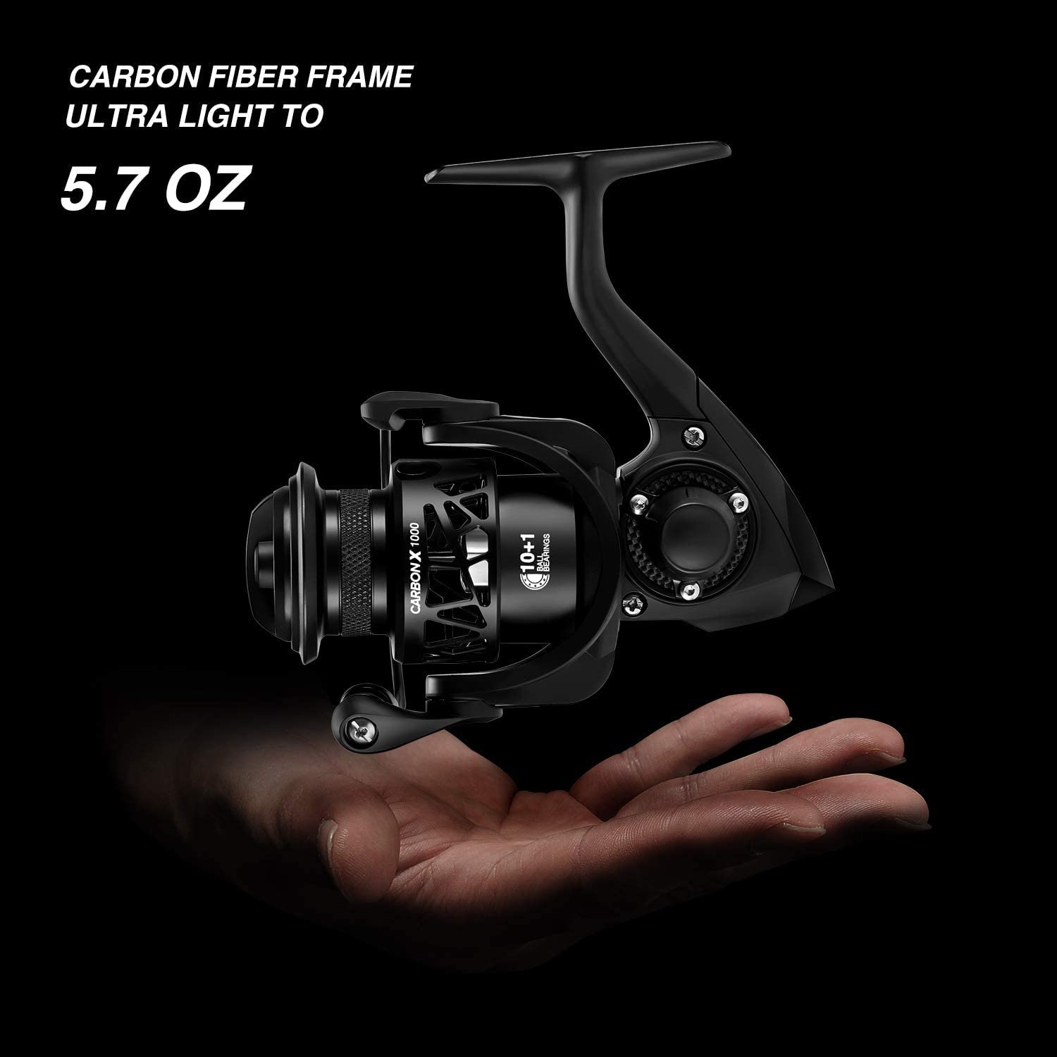 Piscifun Carbon X Spinning Reels, Light to 7.7oz, 6.2:1 High Speed Gear Ratio, Carbon Frame and Rotor, 10+1 Shielded BB, Smooth Powerful Freshwater Spinning Fishing Reel, 2000 Series