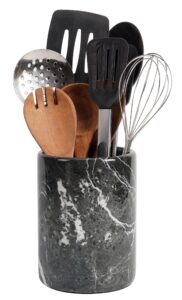 radicaln marble utensil holder spoon caddy countertop black handmade kitchen utensils set organizer - 5 inch flatware chopstick canister utensil holders – home accessories (bz-03)