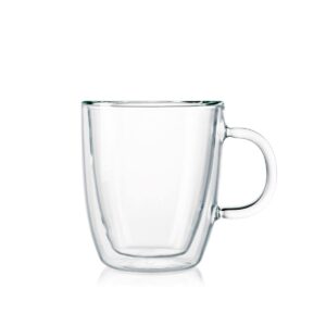 Bodum 10oz Bistro Double Wall Insulated Mug, High-Heat Borosilicate Glass, Set of 6, Clear