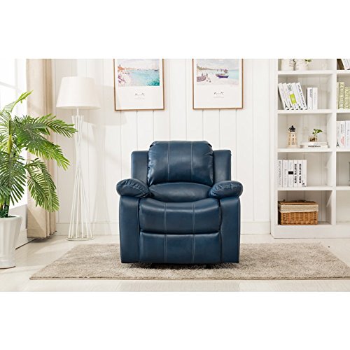 Comfort Pointe Clifton Navy Blue Faux Leather Glider Rocker Recliner